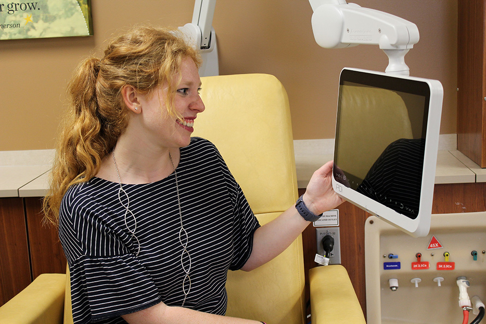 Personal Arm-Mounted healthcare TVs